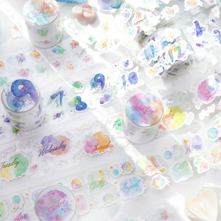 Digital Starry Sky series Die Cutting Flash Sand Self-adhesive Tape ...