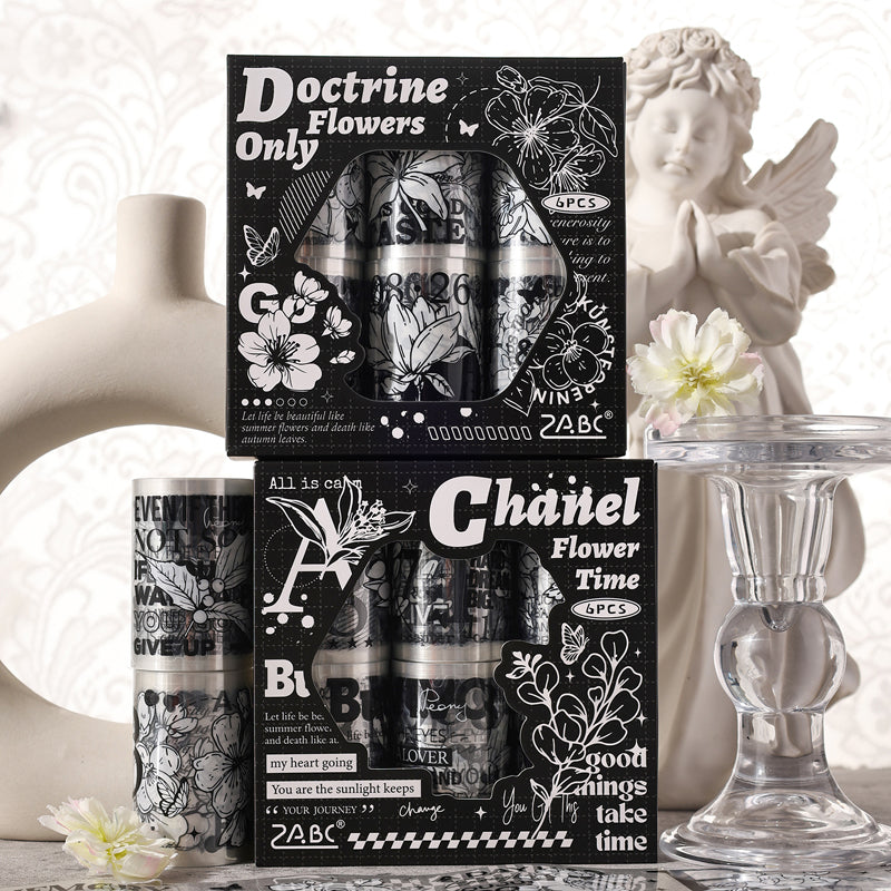 Ink White Flower Trace Series Die Cutting PET Tape Set – LBLYXIR