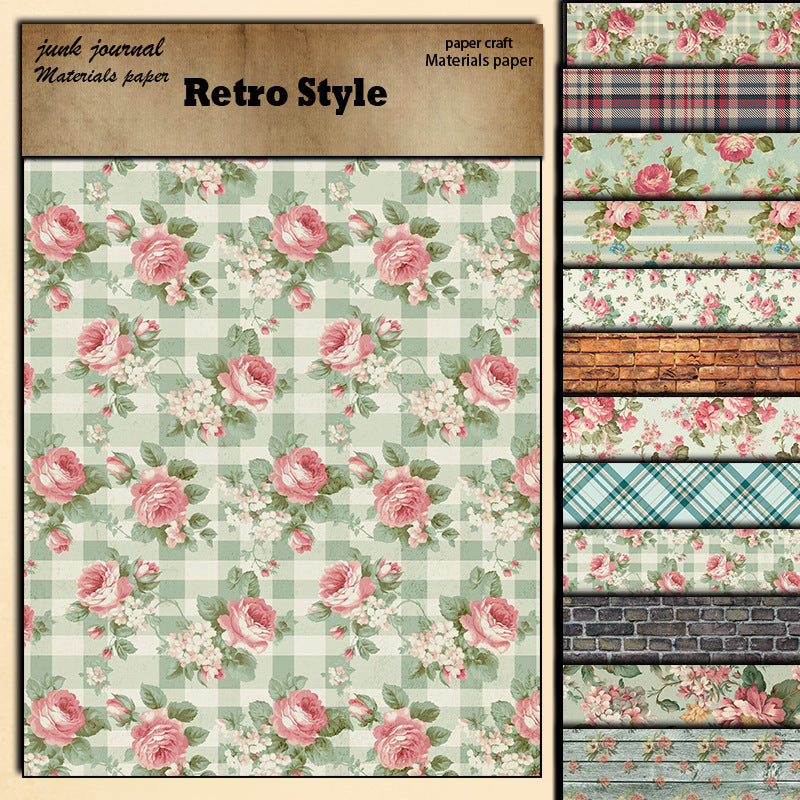 12PCS Floral texture lattice texturing paper – LBLYXIR