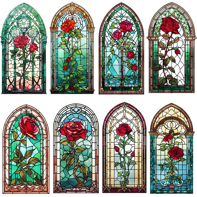 20PCS Vintage red rose glass window sticker – LBLYXIR