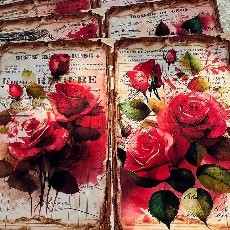4PCS Red rose background paper – LBLYXIR