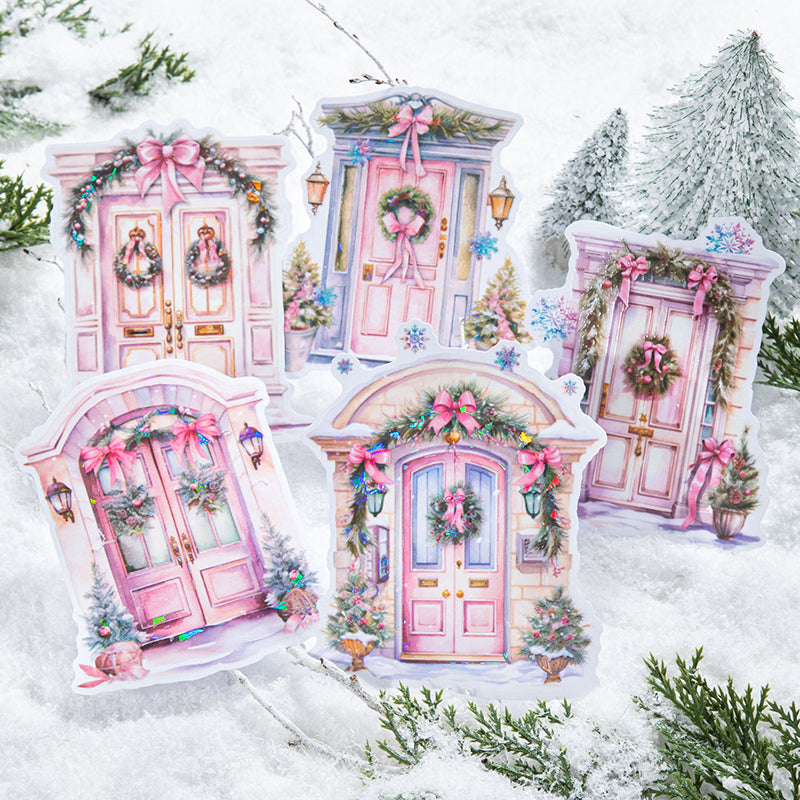 5PCS Snowy outside the door series sticker – LBLYXIR