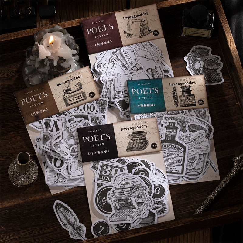 50PCS Poet's letter series sticker – LBLYXIR